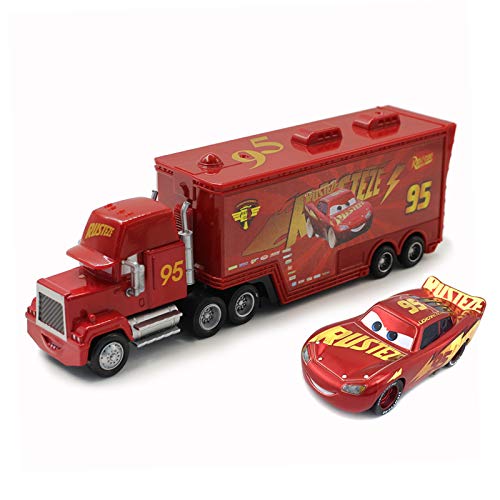 fashionmore Movie Cars Toys Red Lightning McQueen Mack Hauler Truck & Racer Speed Racers Metal Toy Car 1:55 Loose Kid Toys