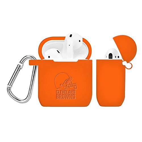 GAME TIME Cleveland Browns Engraved Silicone Case Cover Compatible with Apple AirPods Gen 1&2 (Orange)