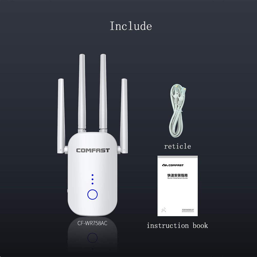 1200Mbps WiFi Range Extender Repeater, Coverage Up to 3000 sq.ft and 25 Devices, 2.4&5GHz WiFi Extender Signal Amplifier with 5 Working Modes