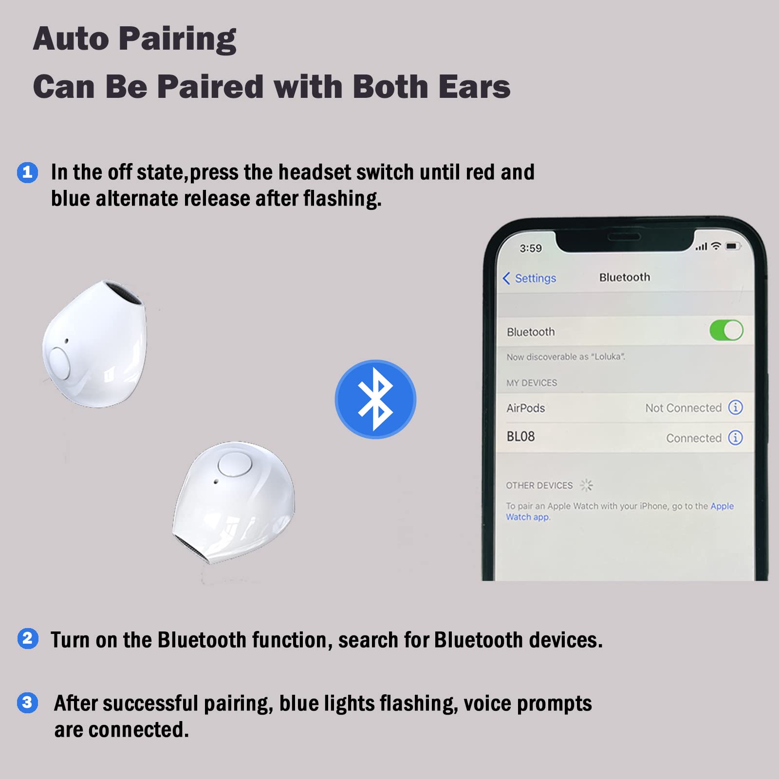 Invisible Smallest Mini Wireless Earbuds Mono Single Earphone Car Discreet Hidden Tiny Sleep Bluetooth Earpiece for Small Ears Work Cell Phones with Microphone in Ear Waterproof Sport Headphones