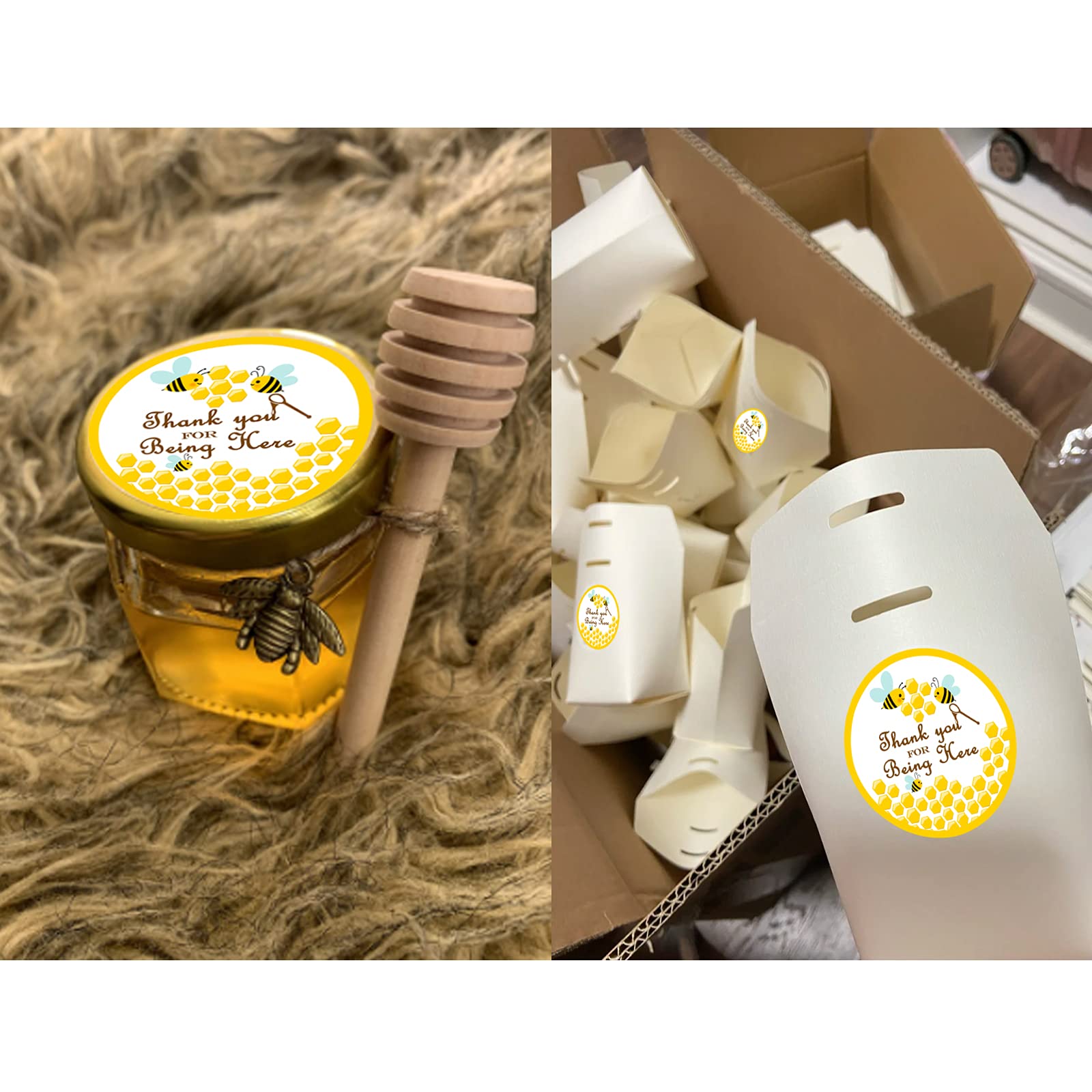 Top label Thank You for Being Here Honey Label,Bumble Bee Baby Shower Favor Stickers,2 Inch 160 Pcs Per Pack