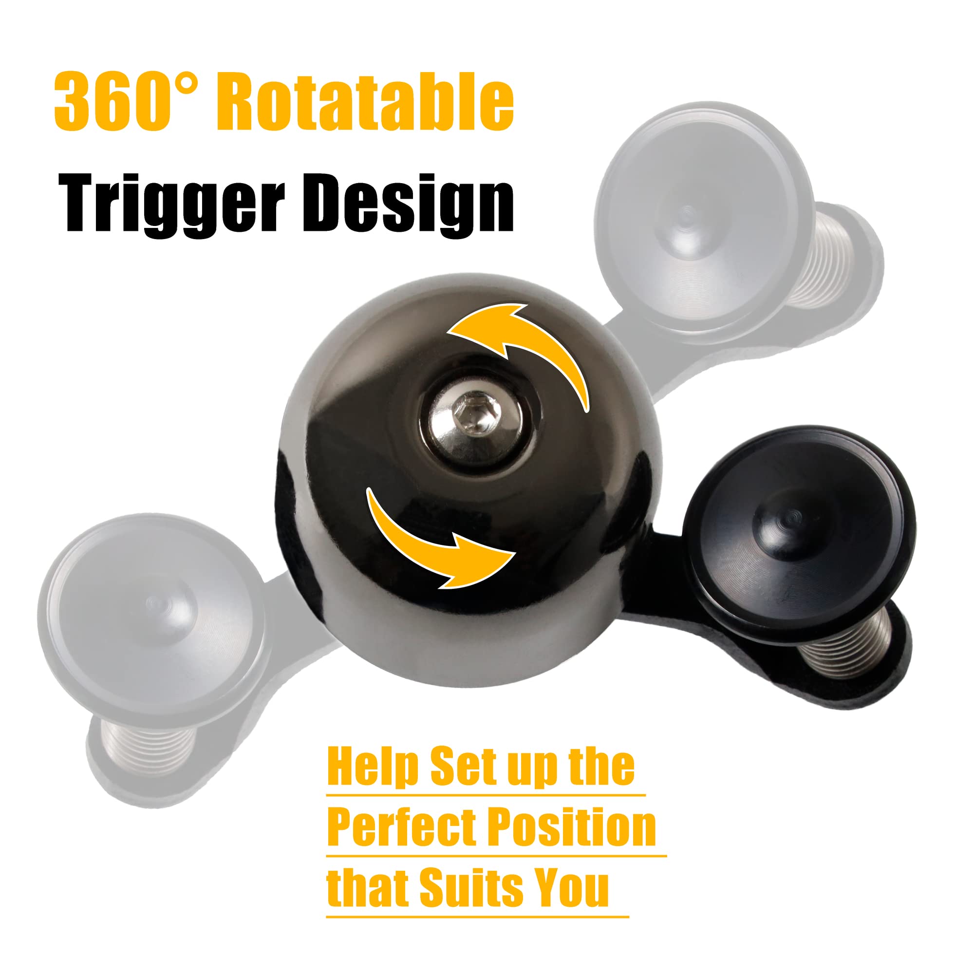 CyclingDeal Adjustable Clamp Tie Bike Bell Bicycle Horn 360 Degree Rotatable Bracket Universal Fit Design– Ideal for Road MTB Hybrid and E-Bikes - Loud Clear Crisp Sound