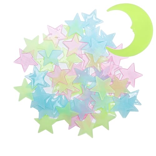 Aivwis 100Pc Luminous Stars Stickers Create a Realistic Starry Sky, Dark Stars Stickers for Ceiling, Room Decor (Colorful)