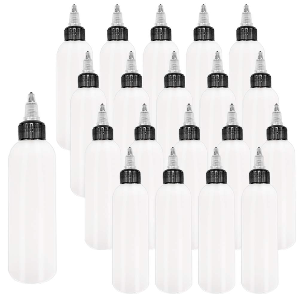 20 Pcs Plastic Squeeze Bottles,4oz/120ml Dispensing Bottles,Boston Round LDPE Bottles with Twist Top Cap,Condiment Squeeze Bottles for Crafts,Kitchen,Household
