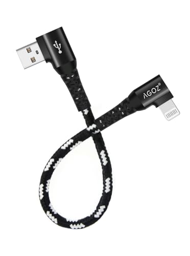 AGOZ Apple MFI Certified USB to Lightning Cable, 90 Right Angle Short iPhone Charging Cable Cord, for iPhone 14, 13, 12 Pro Max, SE, 11 Pro Max, Xs XR (6 inch)