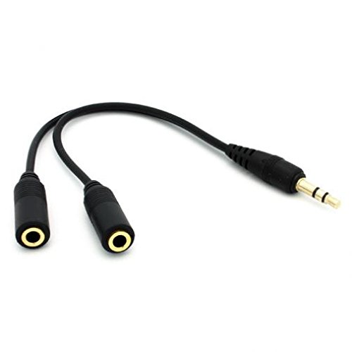 3.5mm Headset Headphone Splitter Earbuds Audio Jack Y Adapter Dual Port Black for iPhone 5 5C 5S, 6, Plus, 6S, Plus, SE - iPad 4, Air, 2, Mini, 2, 3, 4, Pro, 9.7 - Google Pixel, XL - HTC 10