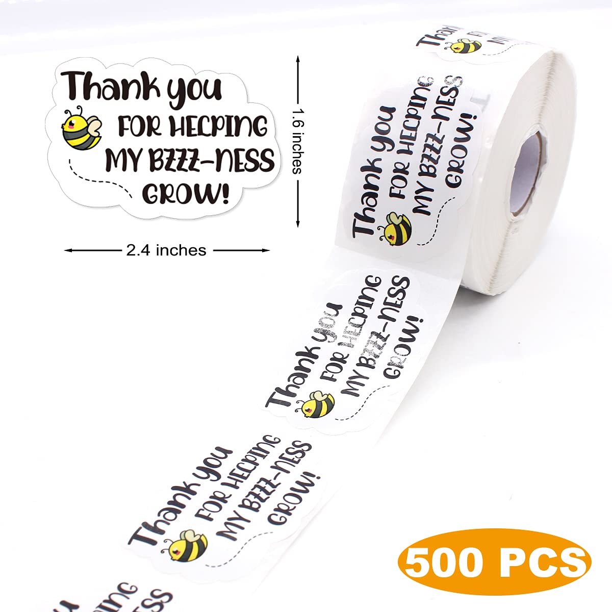muminglong 1.5 Inch Thank You for Helping My Bzzz-Ness Grow Sticker,Bee Sticker,Thank You Sticker, Small Business, Handmade Sticker,Packaging Sticker, 500 PCS