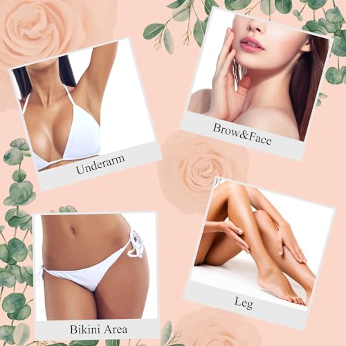 Bouvetan Hard Wax Beans for Painless Hair Removal, Rose Formula - 18oz, Waxing Beads for Face, Eyebrow, Armpit, Legs, Brazilian, Kit with 10pcs Wax Sticks