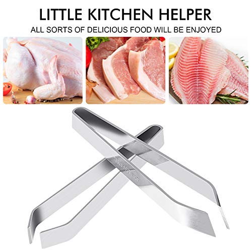 Fish Bone Tweezers, Professional Stainless Steel Flat and Slant Pliers Set for Kitchen Salmon Trout, 2 Pcs