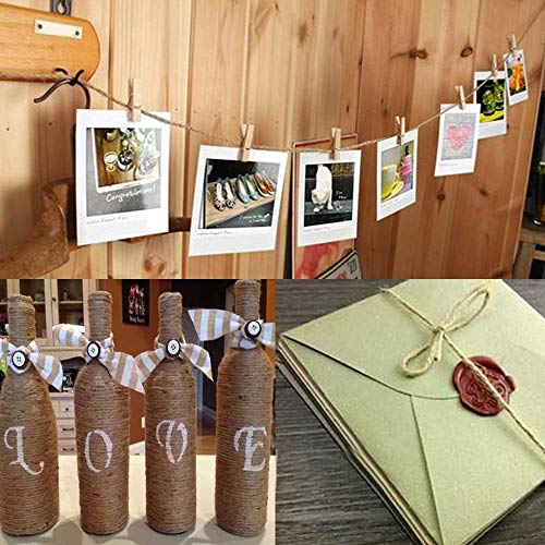 Areedy 200PCS Wood Clothes Pins 2.5cm Sturdy Mini Clothespins Photo Clips with Jute Twine Multi-Function DIY Paper Peg Pin Craft Clips