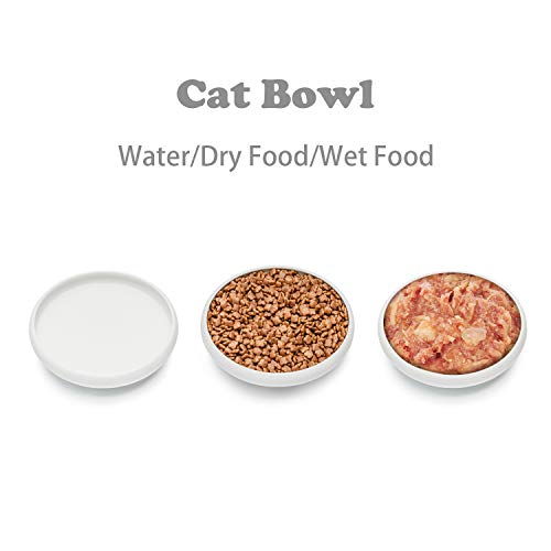ComSaf Cat Food Water Bowl, Wide Shallow Ceramic Cat Dish, Non Spill Pet Bowl,10oz, Pack of 2