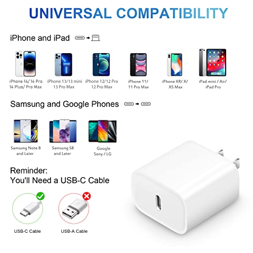 iPhone 14 13 12 Fast Charger [Apple MFi Certified] 20W PD USB C Wall Charger with 6FT Lightning Cable Compatible iPhone 14/14 Pro/14 Pro Max/14 Plus/13/12/11/Pro/Pro Max/Mini/Xs Max/XR/X, iPad