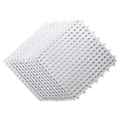 12PCS Interlocking Soft PVC Floor Tiles, No-Slip Pool Shower Bathroom Kitchen Mat with Drain Hole 11.75'' x 11.75'' Decking Tiles Outdoor and Indoor