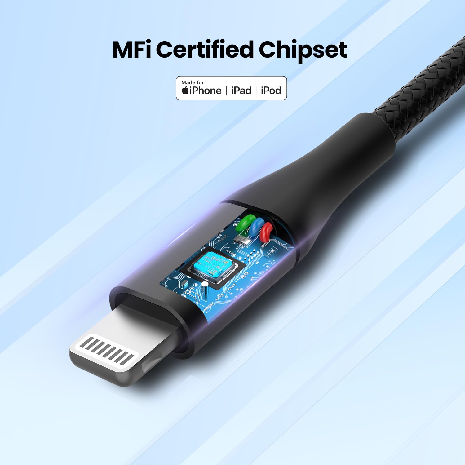 Amaitree USB C to Lightning Cable 4Ft, [Apple MFi Certified] 2-Pack 3A Fast Charging Type-C to Lightning Woven Cable, Car Play Charging Braided Cable for iPhone 14/13/12/11/XS/XR/8 Series - Black