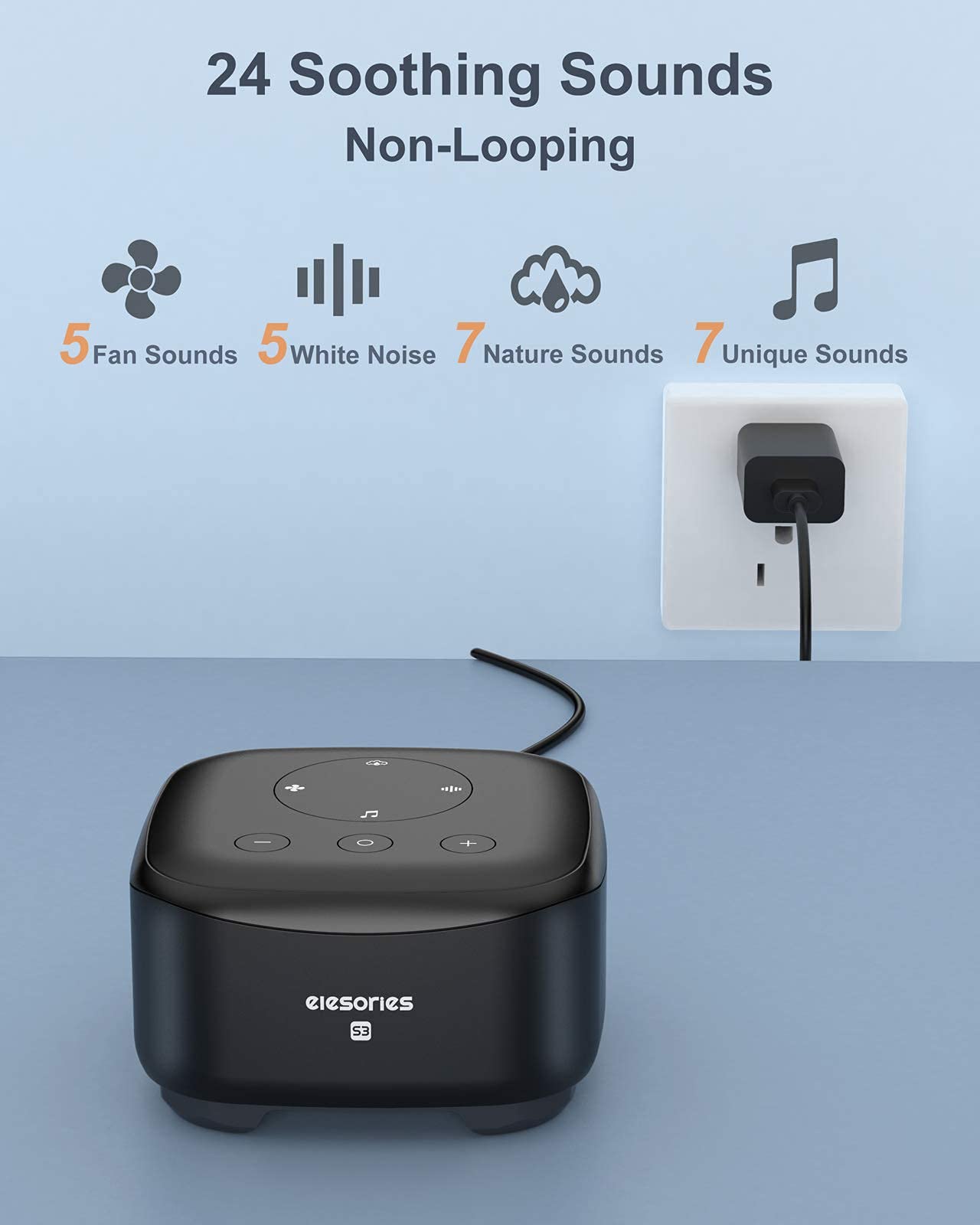 elesories S3 White Noise Machine, Portable Sleep Therapy Sound Machine for Adults Baby Kids Sleeping