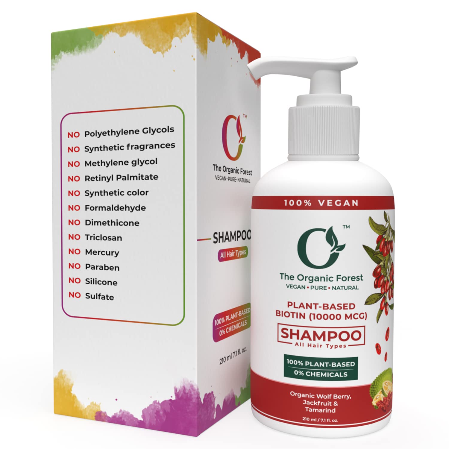 The Organic Forest - VEGAN . PURE . NATURAL Biotin Shampoo | Hair Thickening | Moisturizing for Dry or Oily Scalp | 7.1 fl.oz.