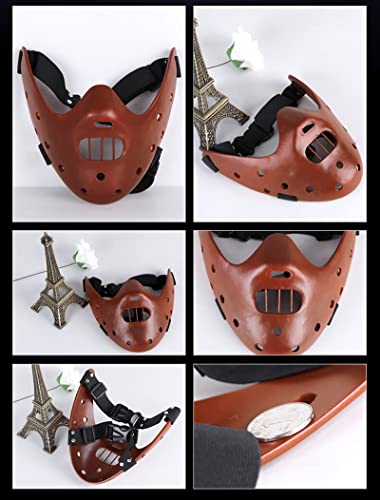 Hannibal Lecter Mask Cosplay The Silence of The Lambs Half Face Killer Prop Resin (Coffee)