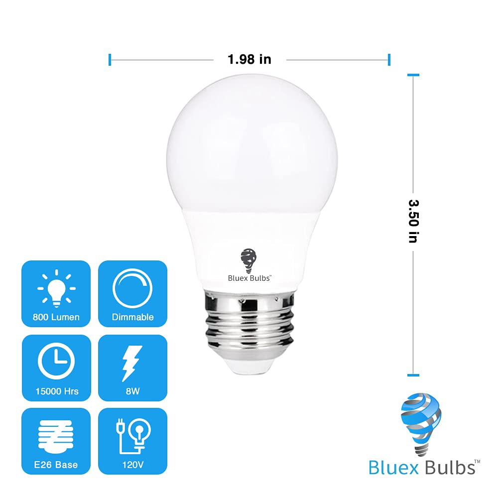 10 Pack A15 LED Bulb 8W=60W Dimmable 5000K Cool White 800 Lumens E26 Base Small Light Bulb - A15 LED Ceiling Fan Light Bulbs Appliance Refrigerator Light Bulb for Bedroom, Kitchen, A15 LED Light Bulb