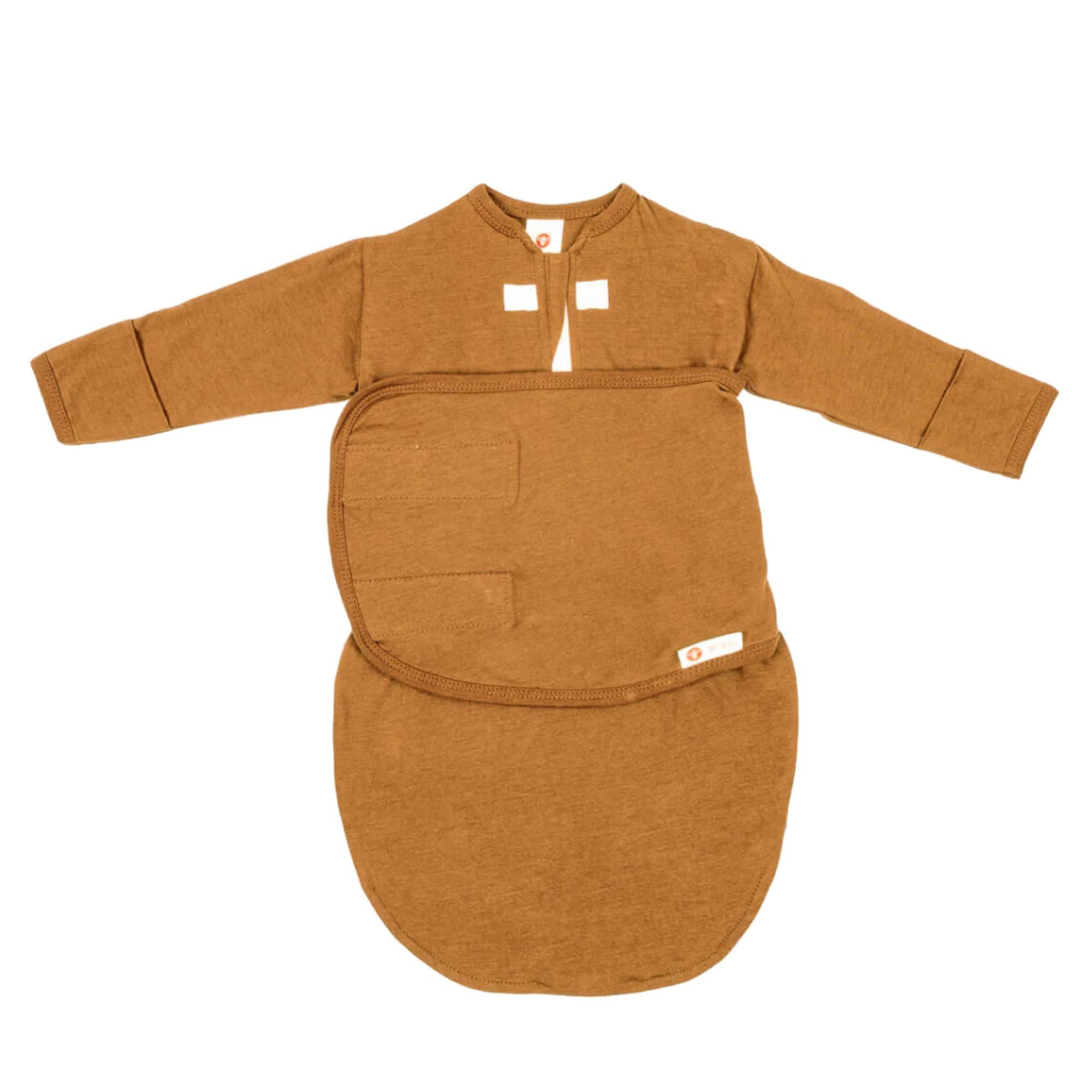embe Baby Eczema Sleep Aid Sleeper Sack for Babies 0-3 Months, 6-14 lbs | Swaddle With Fold Over No Scratch Mittens Attached | No Scratch Sleeves Baby - [Sand]