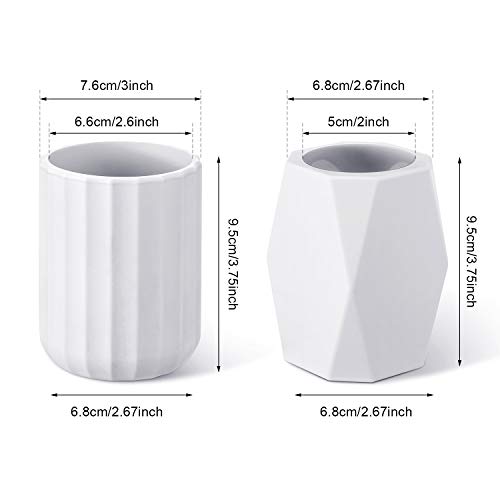 2 Pieces Silicone Pencil Holder Geometric Pen Cup Round Pen Container Desktop Pencil Stationary Holders Makeup Brush Holder for School Office Home Desk Supplies