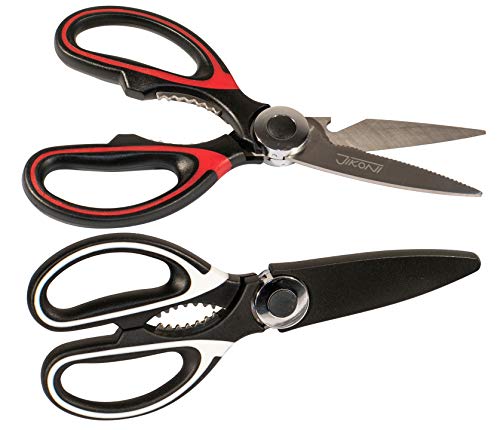 Jikoni twin-pack multipurpose kitchen scissors - heavy-duty kitchen shears, stainless steel dishwasher safe, meat, poultry, chicken, and general use, and suitable for both left and right handed people