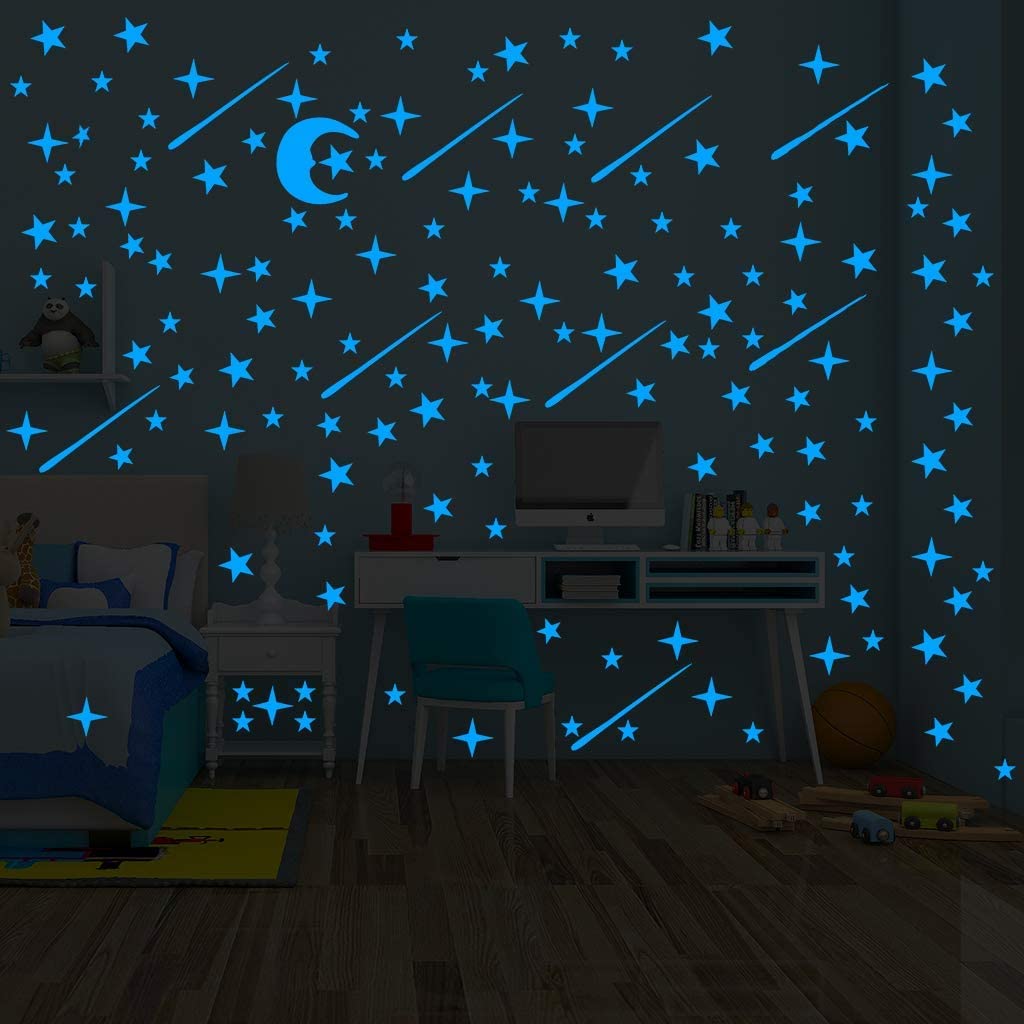 Glow in The Dark Stars Stickers for Ceiling and Wall, 216 Pcs Glowing Stars for Ceiling,Star Wall Decals for Kids Baby Room Birthday Gift