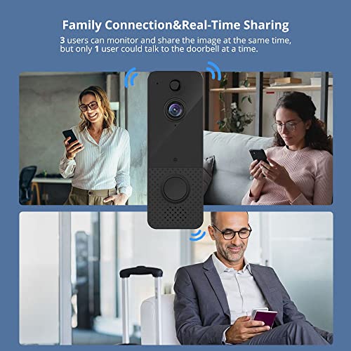 JWMGKJ Video Doorbell Camera, Wireless Doorbelll Camera WiFi with Chime, 1080P, 2-Way Audio, Night Vision, Motion Detection, IP65 Waterproof (Black)