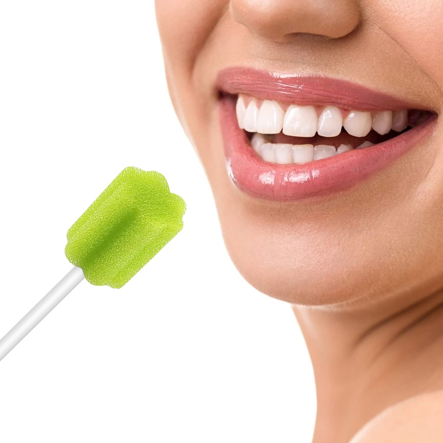 300 Pcs Oral Swabs- Unflavored & Sterile Disposable Mouth Swabs Sponge for Mouth Cleaning- Individually Wrapped (Green)