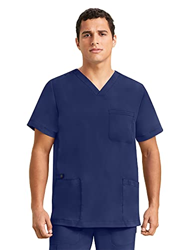Healing Hands Mens Scrubs Top 3 Pocket Purple Label Jake 2331 V-Neck Scrub Tops for Men Navy L
