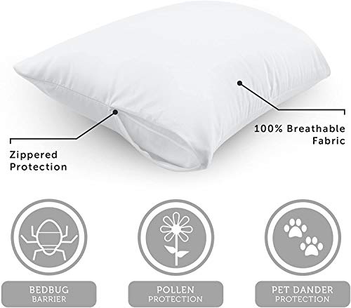 Aller-Ease Small Travel Pillow Protector, 14" x 20", Grey