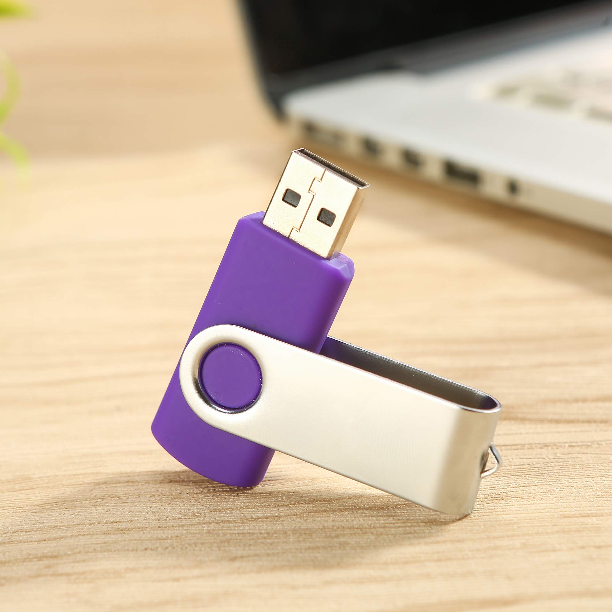 4GB Flash Drives 5 Pack, Alihelan USB Flash Drive USB 2.0 Thumb Drive Swivel Memory Stick U Disk Jump Drive Zip Drive with Led Indicator (5 Mixed Colors: Black Red Purple Yellow White, 4G)