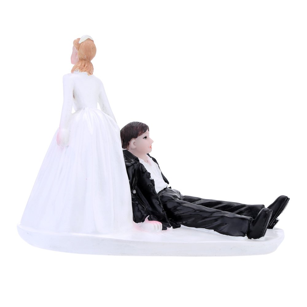 Ailgely Bride Dragging Groom Cake Topper,Funny Wedding Cake Toppers Bride and Groom,Figurine Wedding Cake Topper Romantic Wedding Party Decoration Adorable Gift