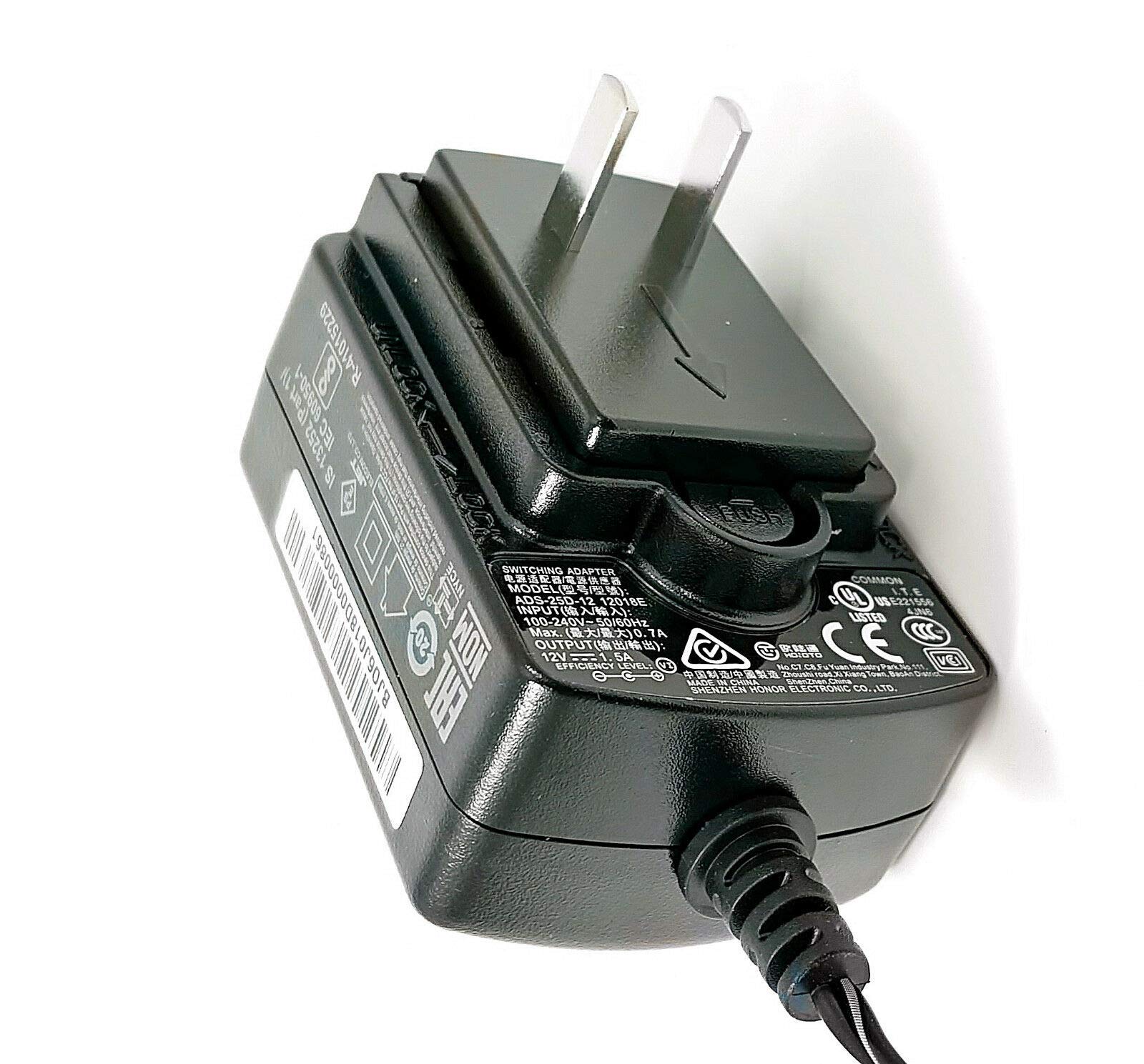 12V 1.5A ADS-25D-12 12018E Honor Electronic AC Adapter Power Supply Switching Adapter w/US UK AU EU KR JP Plugs for Seagate WD Samsung External Hard Drive