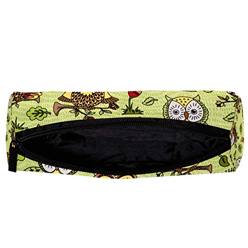 Flowers and Owls Pencil Bag Pen Case Stationary Case Pencil Pouch Desk Organizer Makeup Cosmetic Bag for School Office