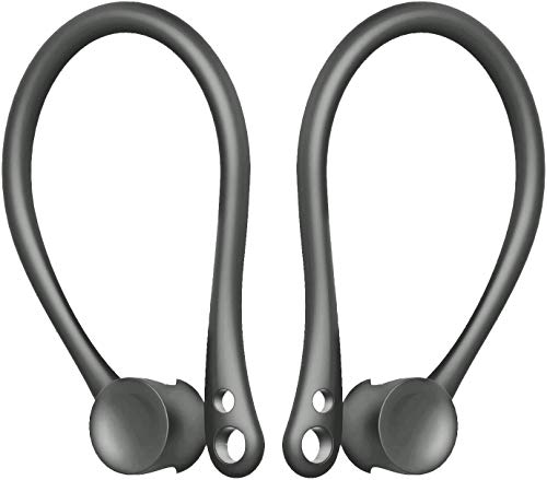 AirFIT Ear Hooks for AirPods Headphones Secure Slide-in Ear Hook Holder Over-Ear Loops | Sport Exercise Accessories for AirPods 1 & 2 or EarPods Earphones Earbuds, Grey, 2 Pair