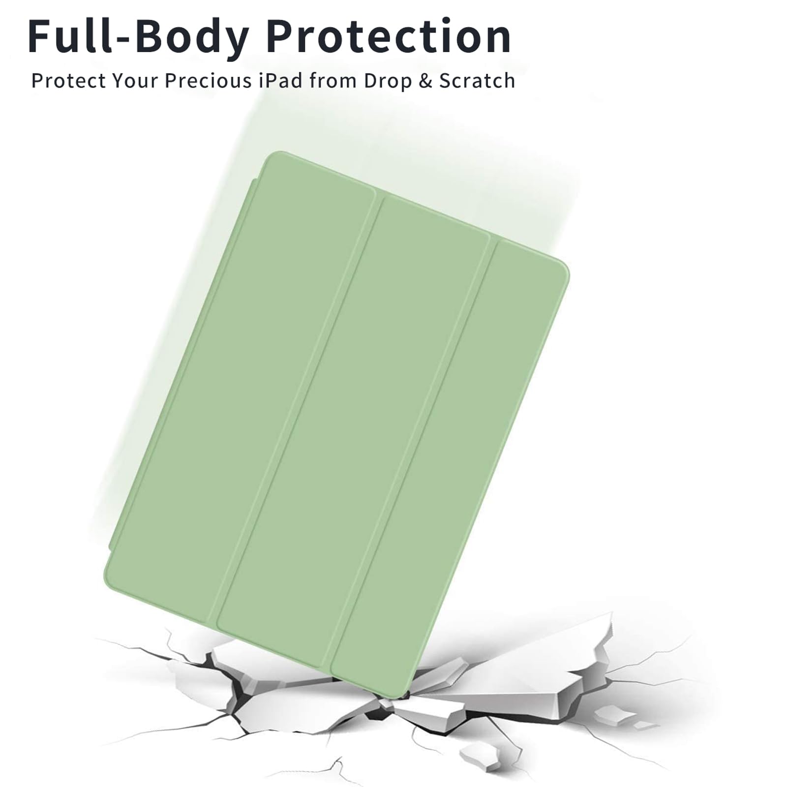 kenke Case for iPad Air 3 10.5" (3rd Gen) 2019,Light Weight Trifold Smart Case with Pencil Holder,Soft TPU Back Cover[Full Body Protective] with Auto Sleep/Wake for iPad 10.5 Inch Air 3,Green