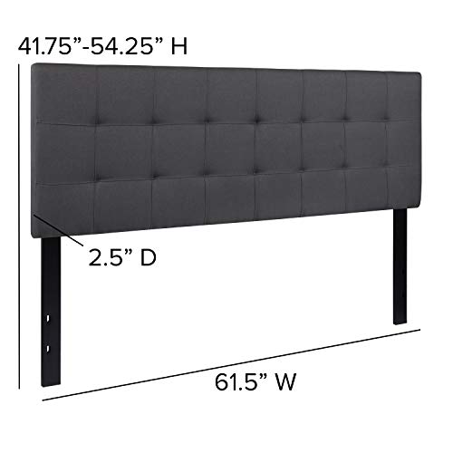 BizChair Quilted Tufted Queen Size Headboard in Dark Gray Fabric