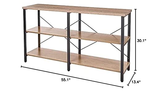 Coral Flower Washed Oak Square Side Shelf for Living Room, Wood and Metal Nightstand,End Table with Storage, Light oak