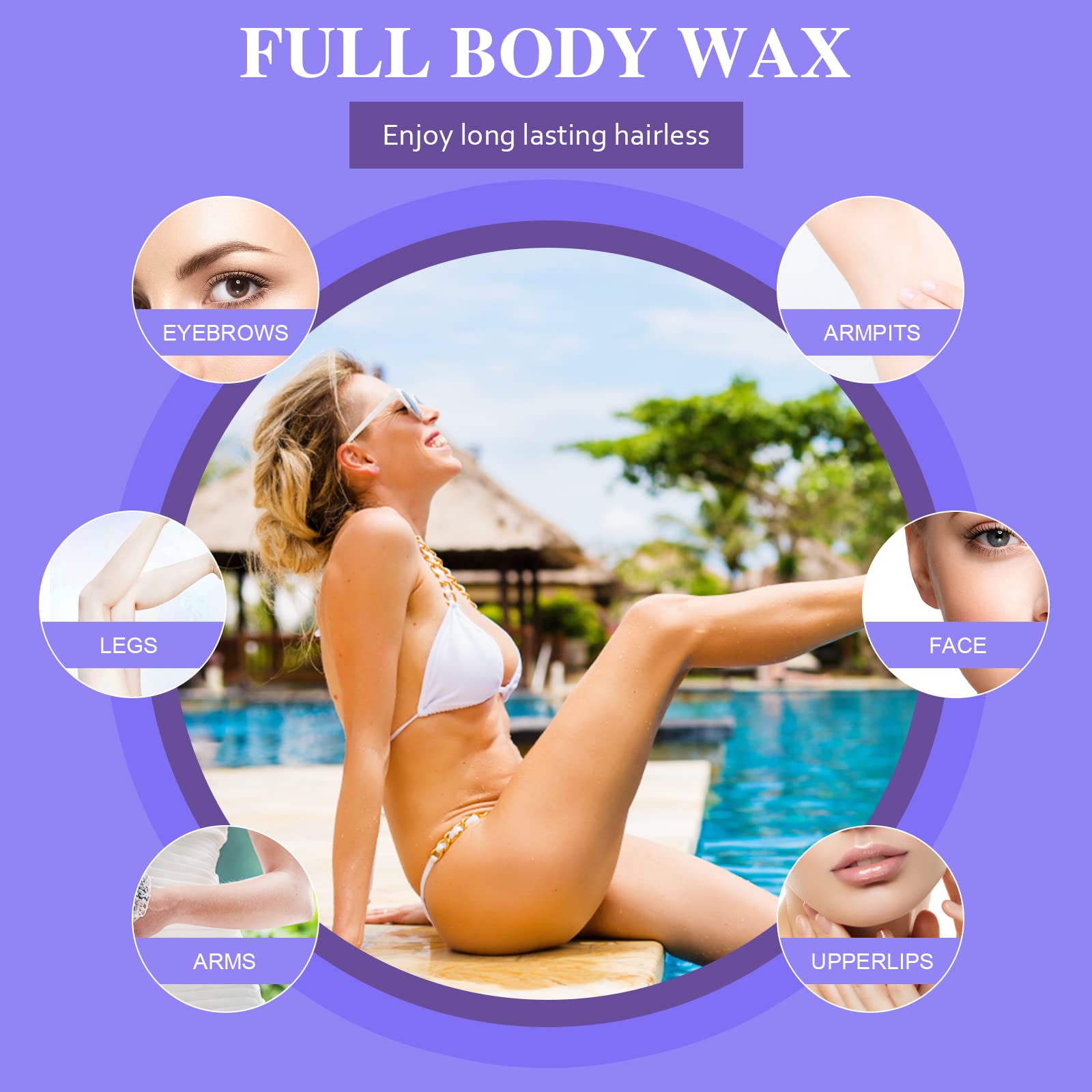 PURPLESKY Wax Beads, 3.3LB Coarse Hard Wax Beads Bulk for Hair Removal, Waxing Beads for Brazilian Bikini, Leg, Chest, Back, Lavender Scent
