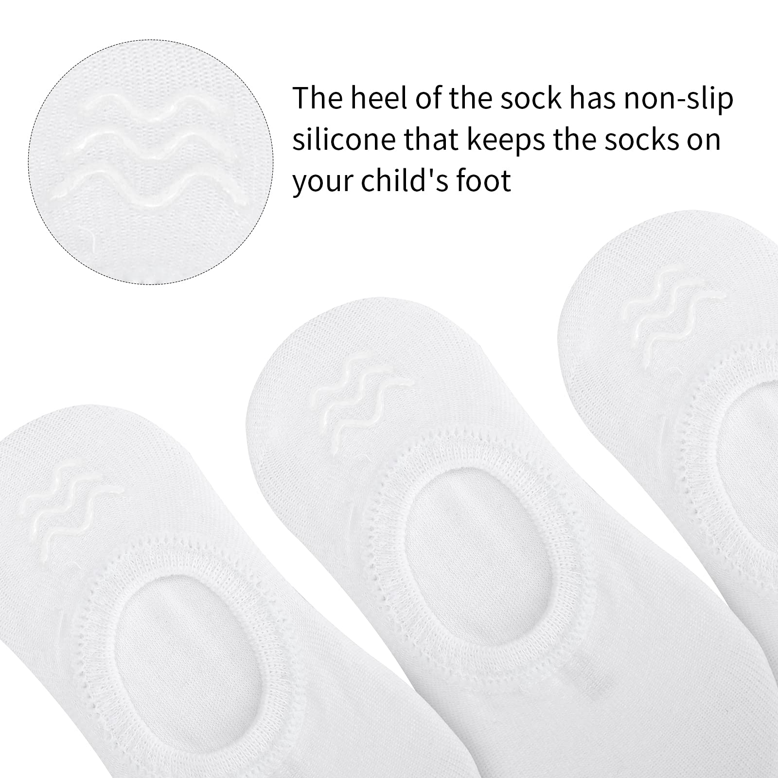 KEREDA 10 Pairs Kids No Show Socks for Girls Boys Low Cut Socks 7-9 Years White