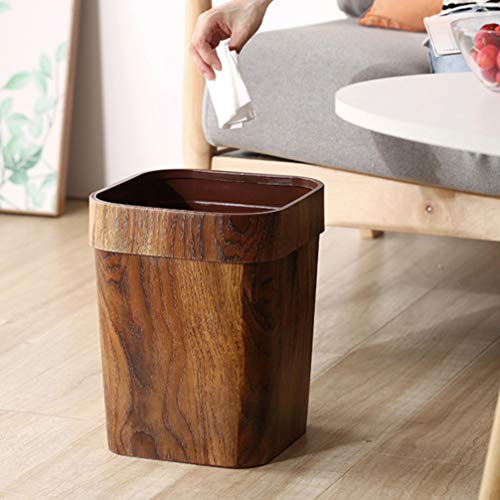 Garneck Trash Container Vintage Trash Trash Can Wood Small Square Wastebasket Garbage Container Bin Trash Can Pail for Bathroom Kitchen Home Office Square Garbage Container Kitchen Garbage Cans