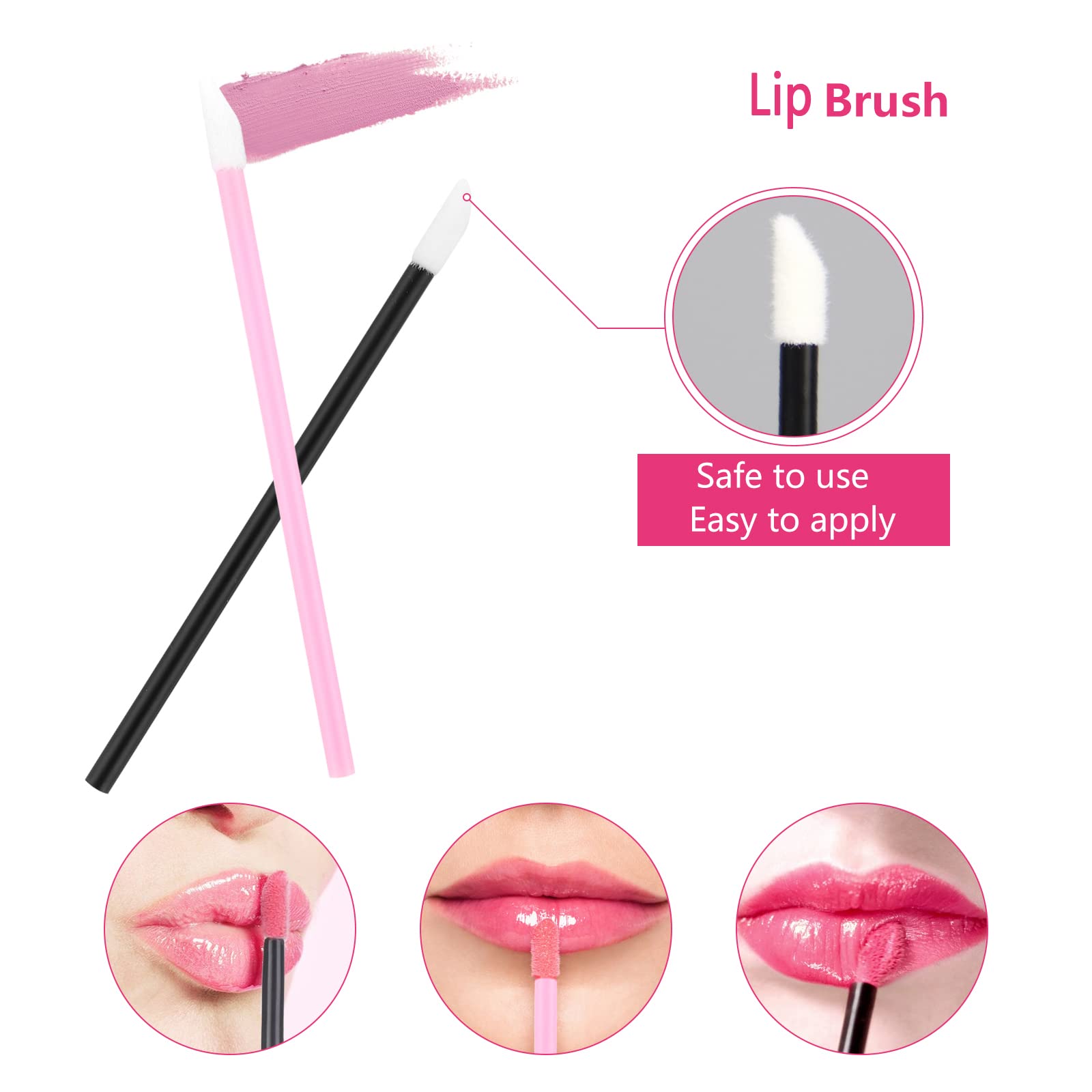 300PCS Disposable Makeup Applicators Tools Kit, Include 100 Disposable Lip Brushes Lip Wands 100 Mascara Brushes Wands Applicator 50 Eyeliner Brushes 50 Eyeshadow Brushes for Eyes and Lips Makeup