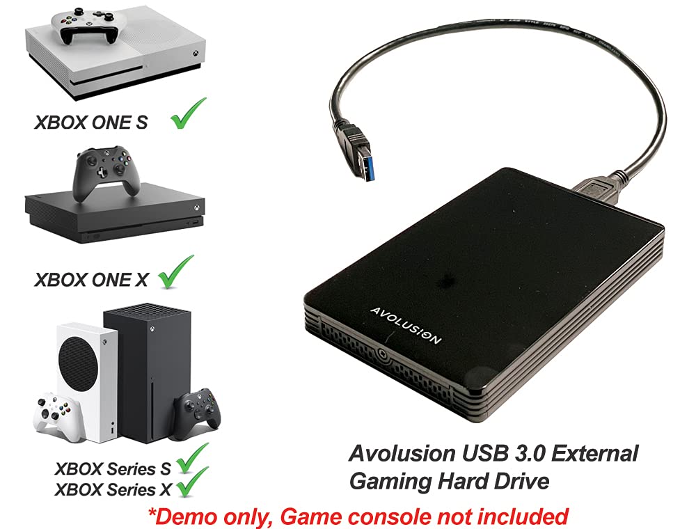 Avolusion HD250U3-Z1-PRO 2TB USB 3.0 Portable External Gaming Hard Drive (for Xbox One X, S & Series X | S - Pre-Formatted) - 2 Year Warranty