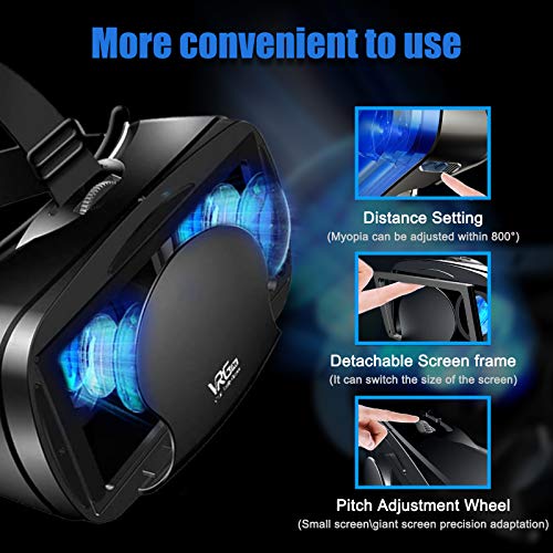 VR Headset 3D Virtual Reality Glasses Full Screen Visual Wide-Angle Soft & Comfortable-Compatible with IOS and Android