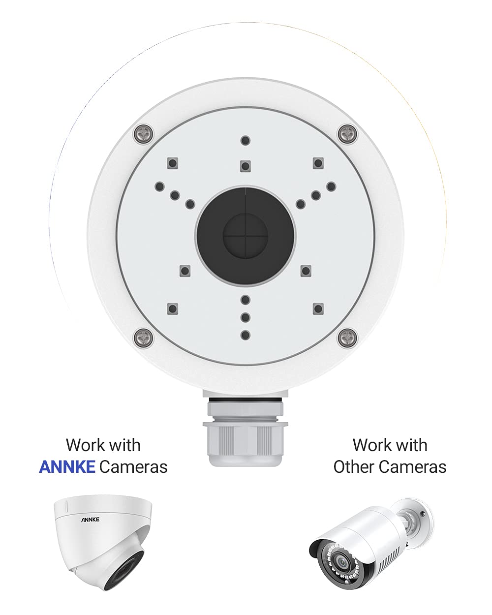 ANNKE Universal Junction Box Mount Bracket for Bullet Dome Turret PTZ Security Cameras Outdoor Waterproof Aluminum Wall Ceiling Mount Hide Cables