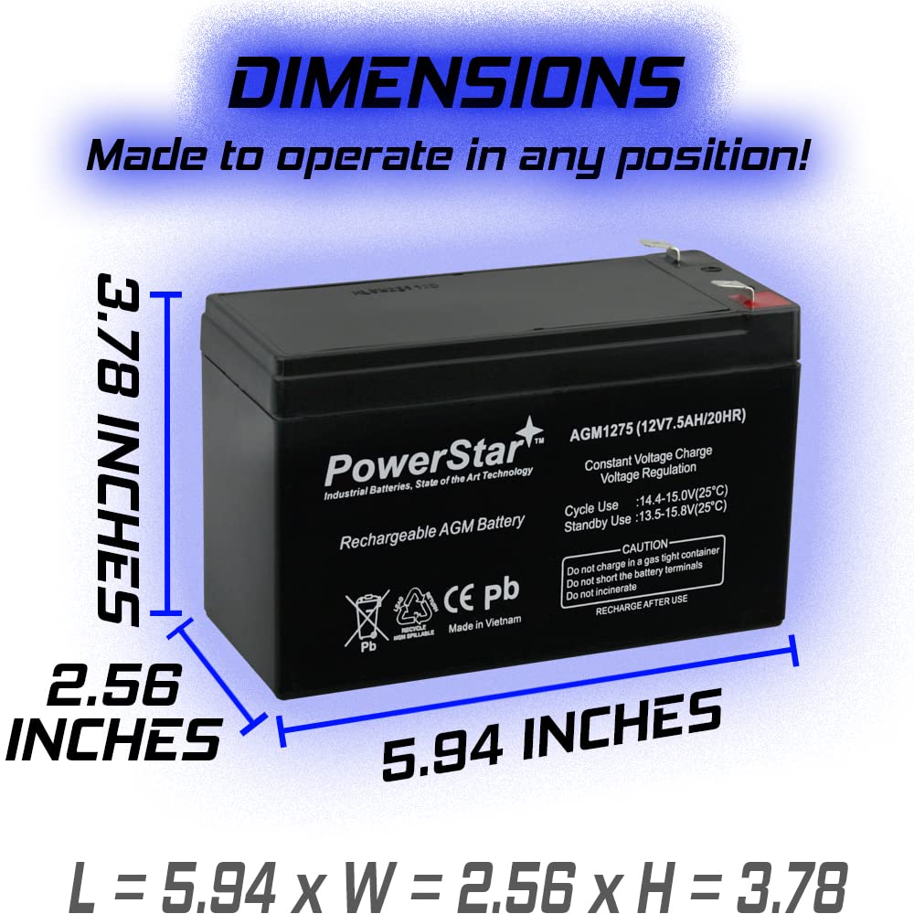 12V 7.5AH Battery replaces gp1272 np7-12 bp7-12 ps-1270 ub1280 cy0112