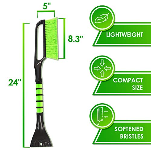 ALMA Snow Brush for Car with Ice Scraper - SOFT FOAM GRIP - Perfect Broom Snow Removal for Cars Window - Scratch Free Snow Scraper for Car - Ice Scrapers for Car Windshield ONE SOLID PIECE No Assembly