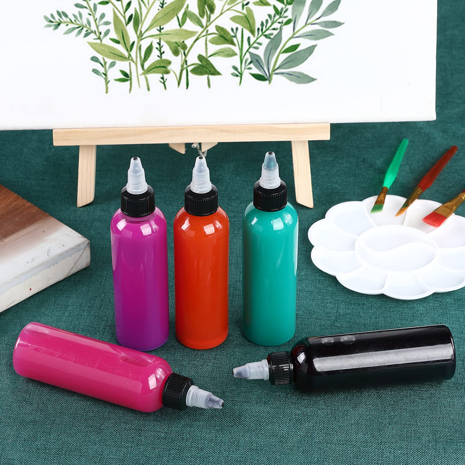 Shekure 32 Pack Plastic Squeezing Bottles, Clear Oil Dispenser Dropper Bottle Applicator with Twist Top Cap and Leak-Proof Inner Gasket for Crafts, Art, Glue, Paint and More