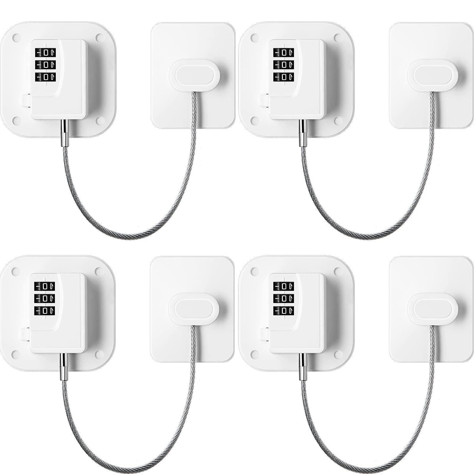 Yuntau 4 Pieces Coded Fridge Lock 3 Number Fridge Freezer Lock Child Safety Coded Locks Window Locks with Good Adhesive Mini Fridge Lock for Adults Drawer Lock Window Freezer Door