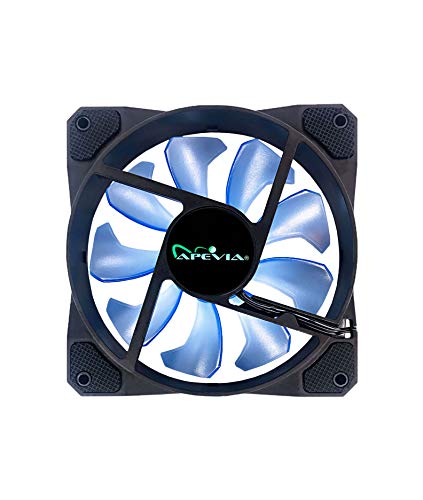Apevia CO512L-BL Cosmos 120mm Blue LED Ultra Silent Case Fan w/ 16 LEDs & Anti-Vibration Rubber Pads (5 Pk)